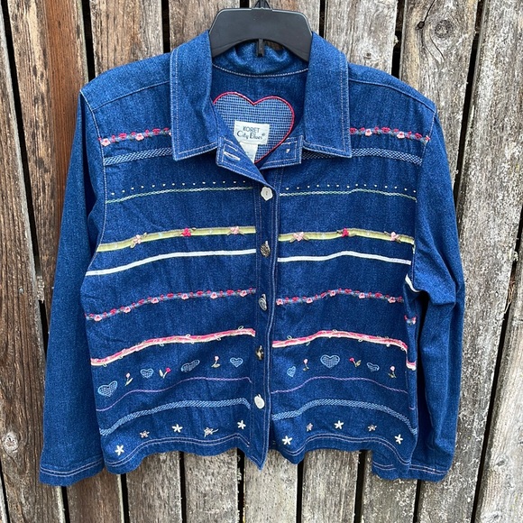 Koret | Jackets & Coats | Koret Large Denim Blazer Jacket Jean Stripe ...